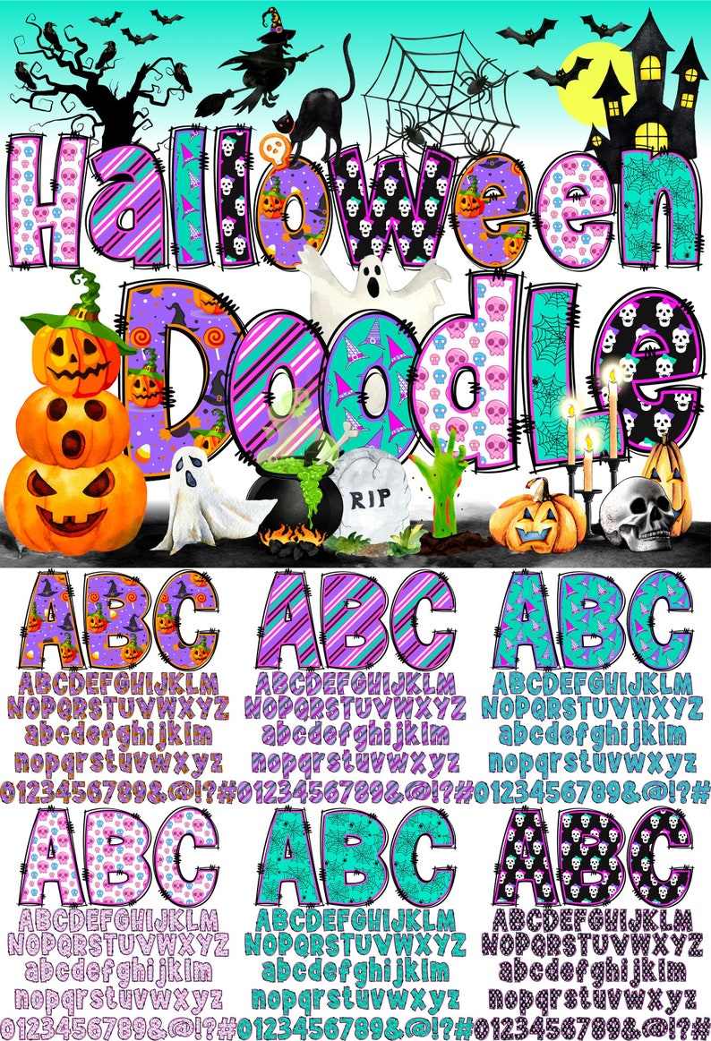 BUNDLE 48 Halloween Alphabet PNG Complete Sets, Halloween Letters ...