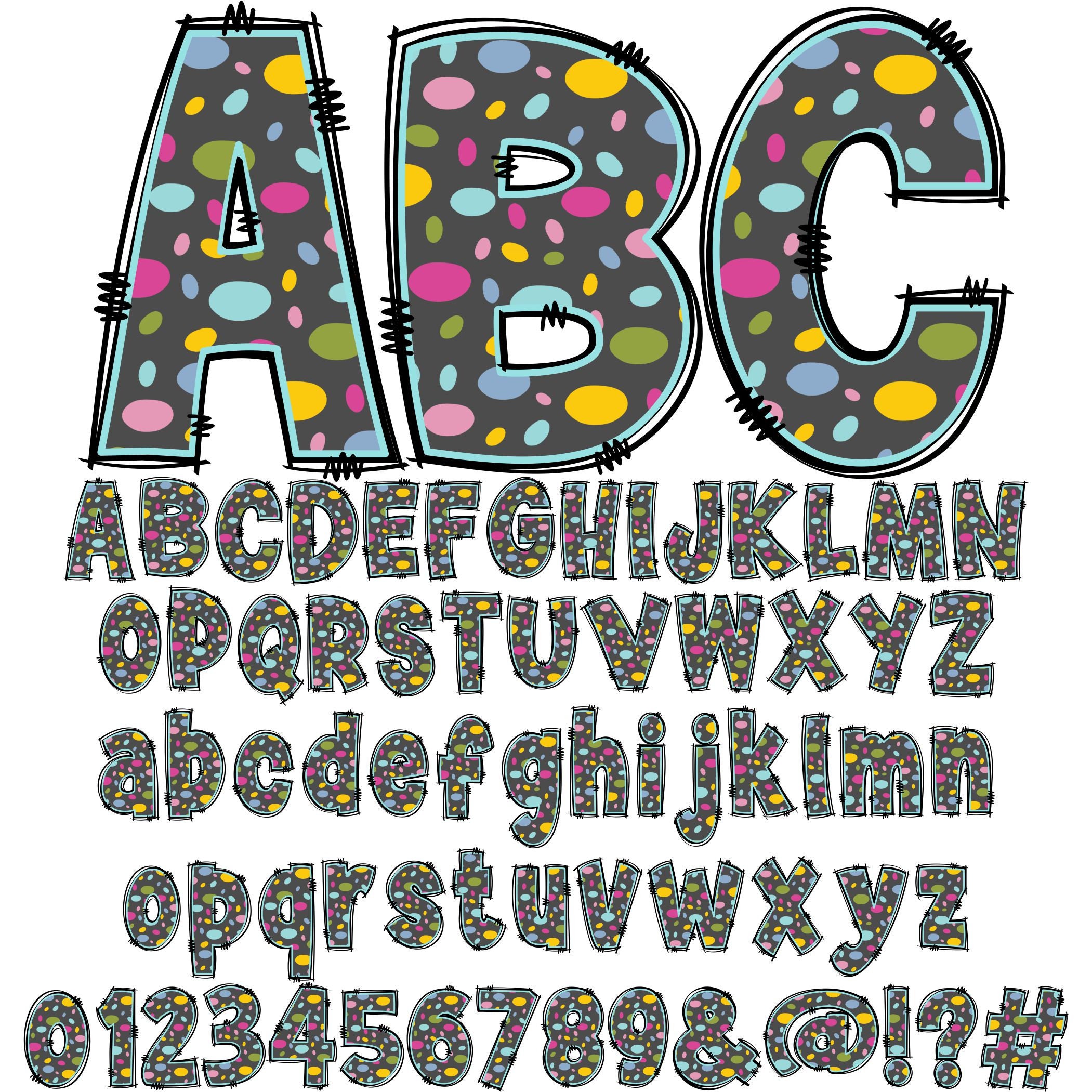 Polka Dot Letters & Numbers PNG, Alpha Doodle, PNG Letters, Polka Dot ...