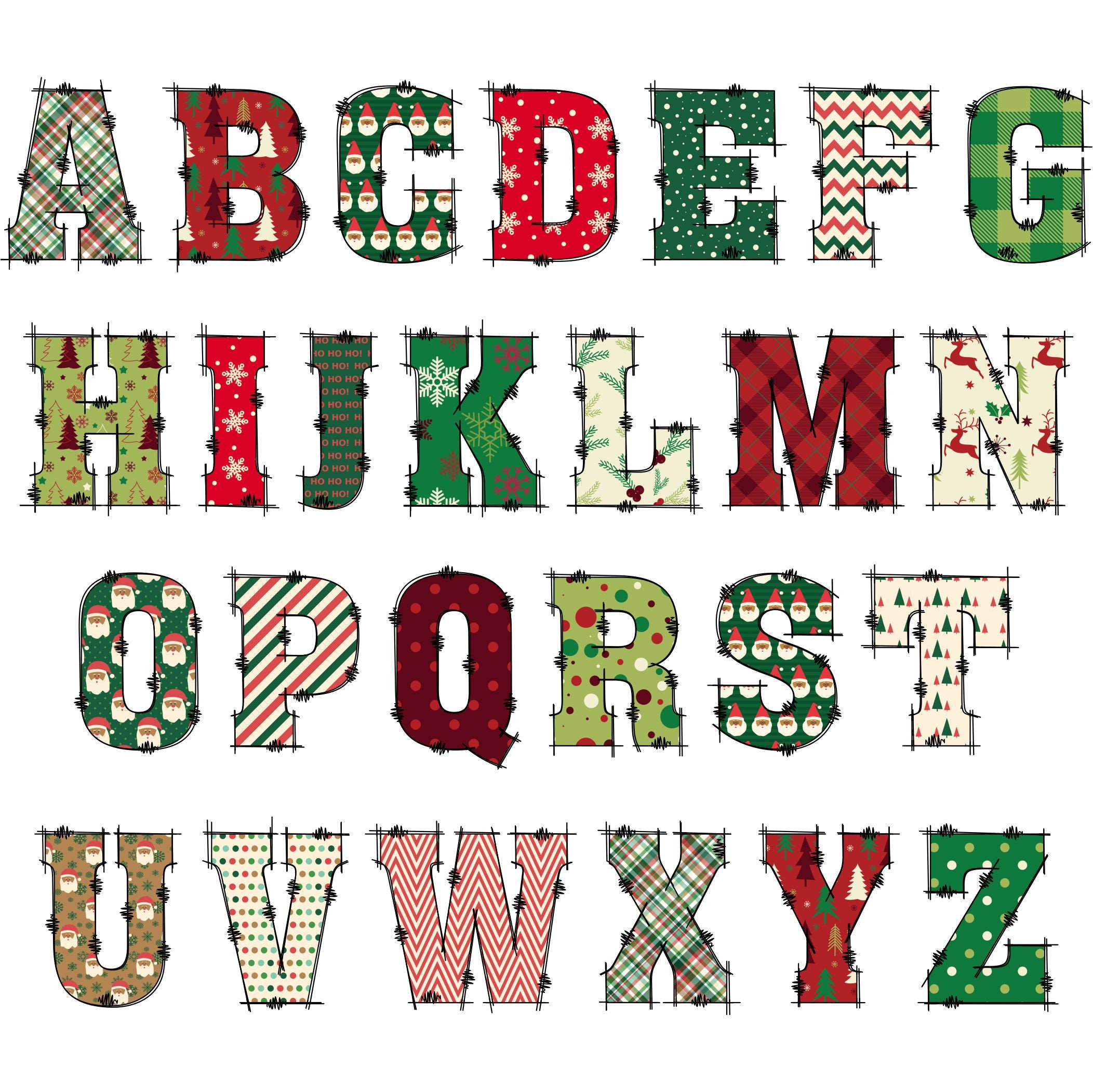 Christmas Clipart Alphabet PNG, Wrapping Paper Alphabet Clip Art, PNG ...