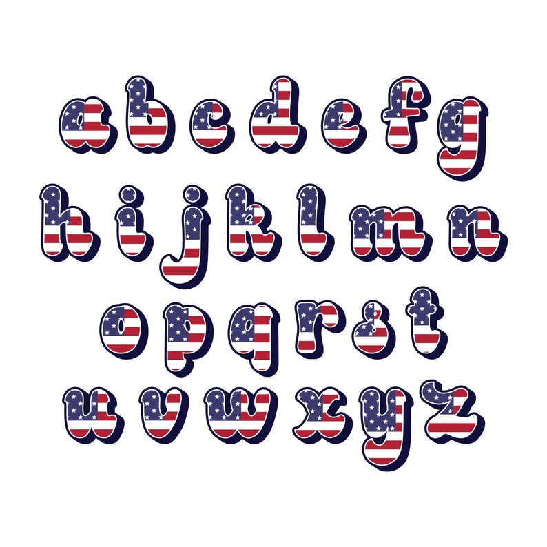 Retro Independence Day Letters PNG Doodle Letters 4th of | Etsy