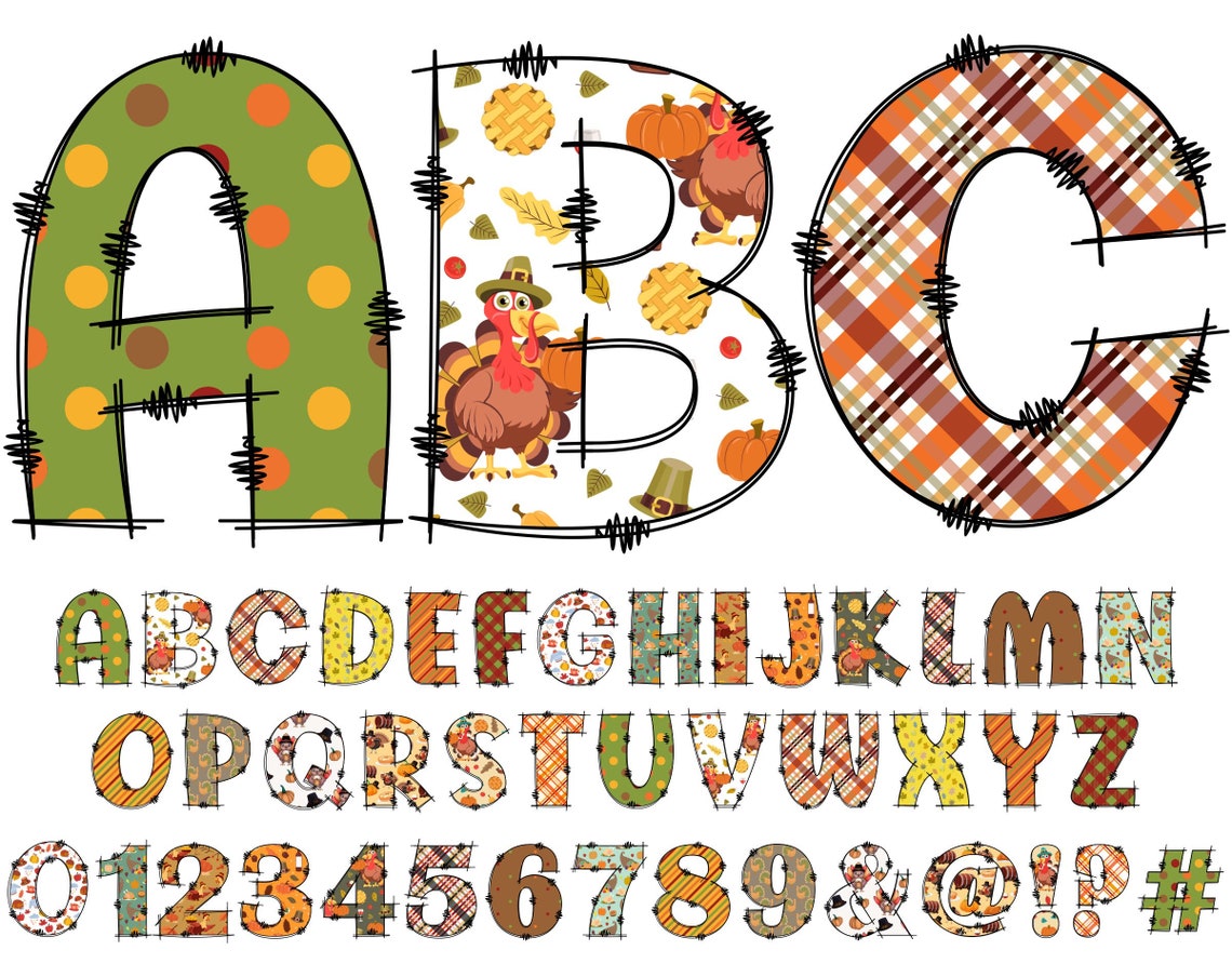 Thanksgiving Clipart Alphabet PNG Watercolor Clip Art - Etsy
