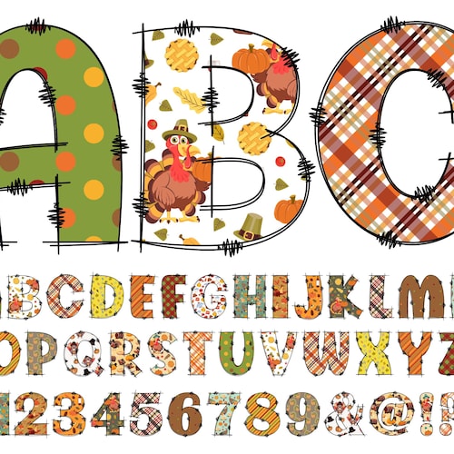 Fall Autumn Clipart Alphabet PNG Doodle Alphabet Clip Art - Etsy