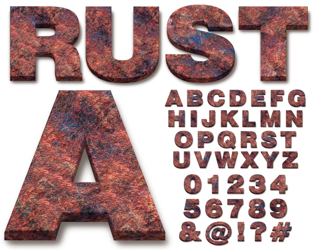 Rusted PNG Letters, Transparent Background, 3D Rusted Alphabet Clip Art ...