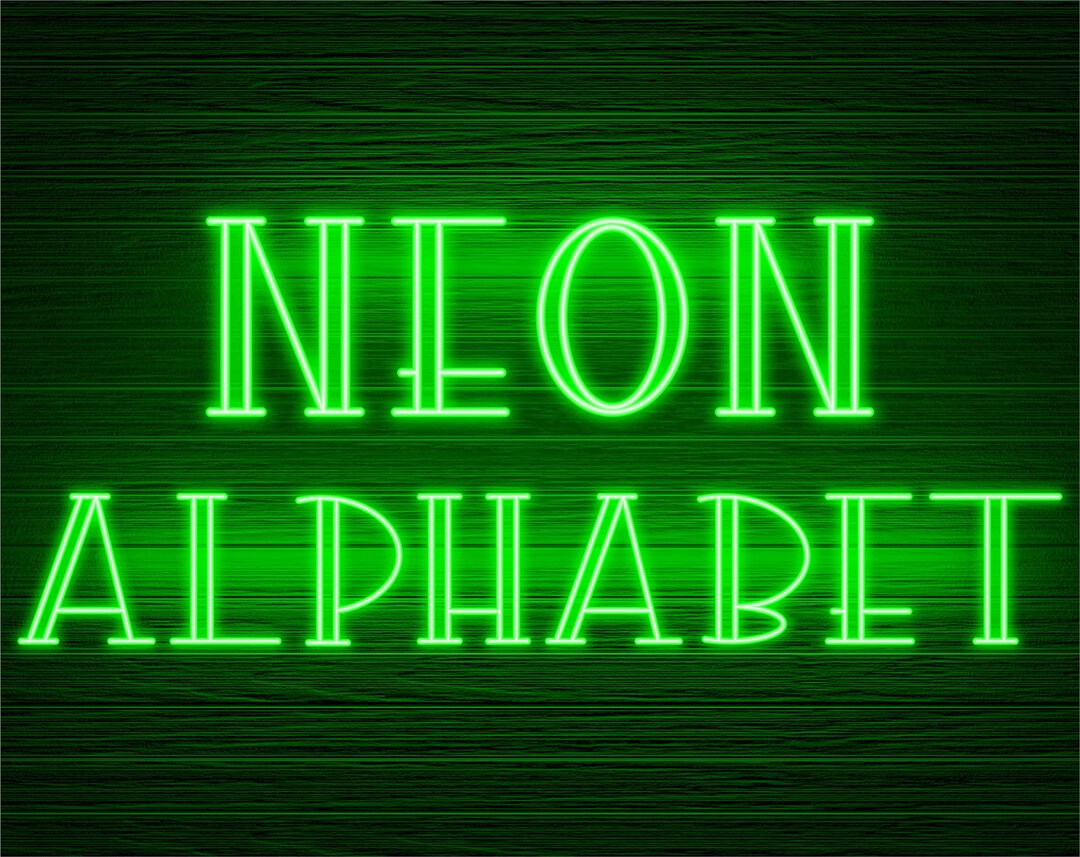 Neon Glow Effect Alphabet PNG Clip Art Letters Font Instant Download ...