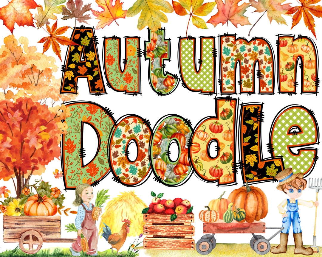 BUNDLE Fall Autumn Alphabet PNG, Alpha Doodle, PNG Letters, Fall ...
