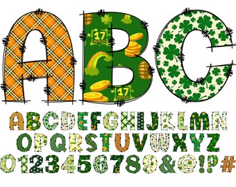 St Patrick's Day Letters PNG Shamrock Alphabet Clip Art - Etsy