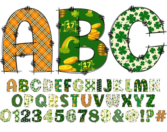 St Patrick's Day Letters PNG Shamrock Alphabet Clip Art - Etsy