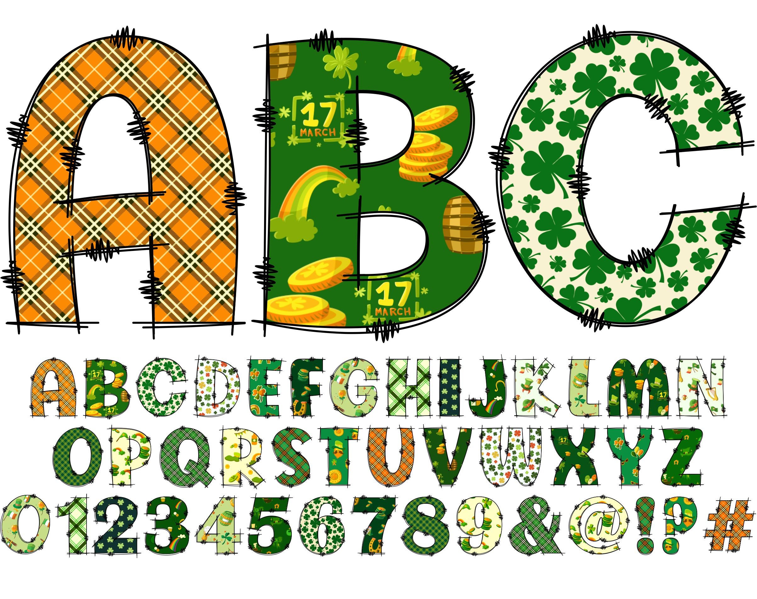 St Patrick's Day Letters PNG Shamrock Alphabet Clip Art - Etsy