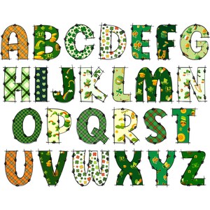 St Patrick's Day Letters PNG, Shamrock Alphabet Clip Art, Doodle, St ...