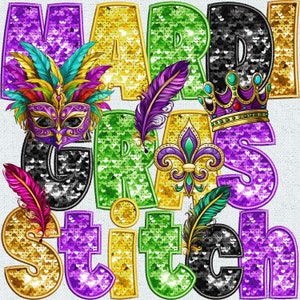 Mardi Gras Alphabet PNG, Carnival Letters, Faux Sequin, Mardi Gras ...