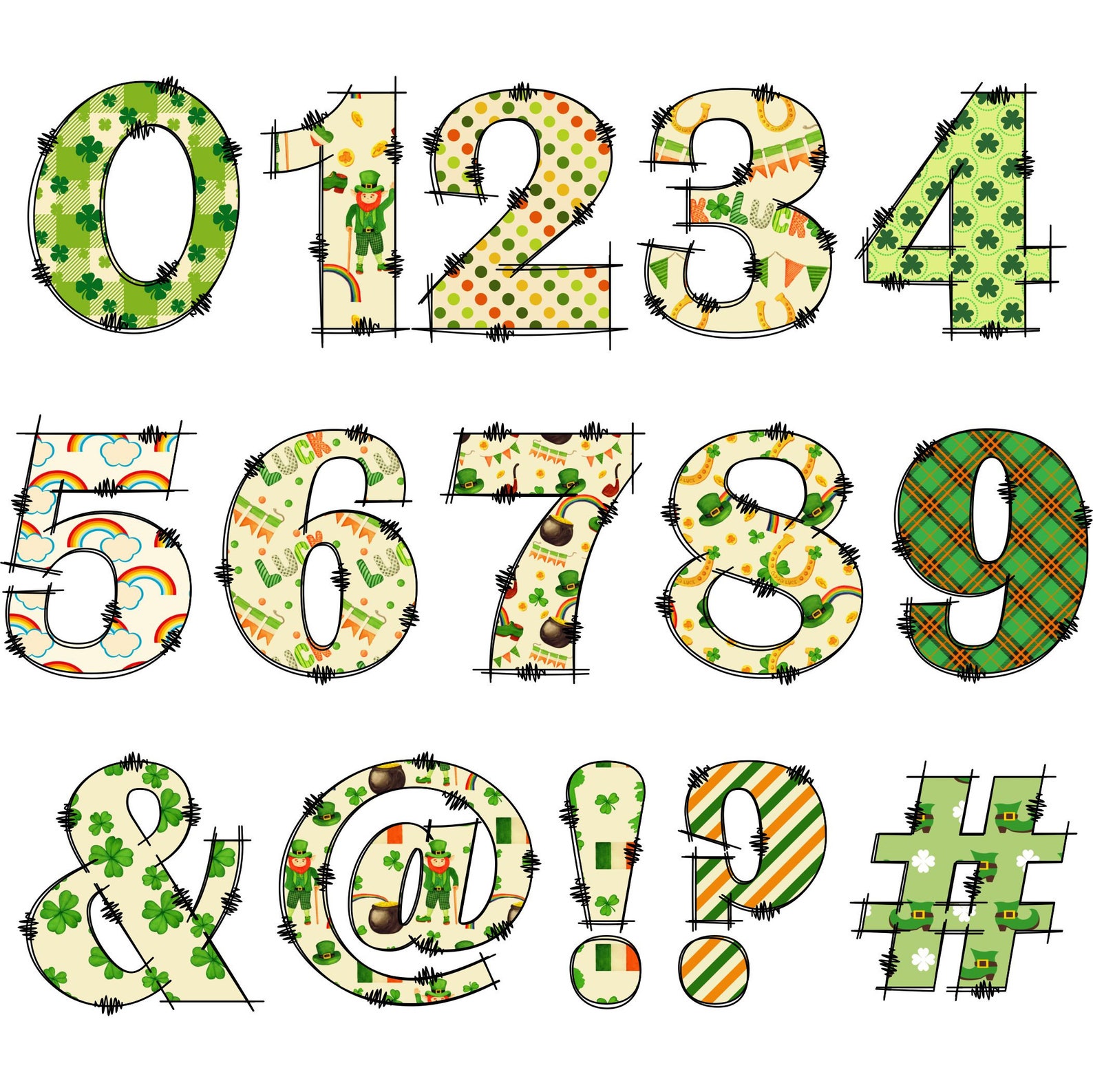 St Patrick's Day Letters PNG Shamrock Alphabet Clip Art - Etsy