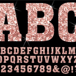 Bundle PNG Rose Gold Glitter Letters, Sparkle Clip Art, Letters ...