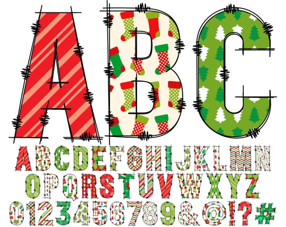 Christmas Clipart Letters PNG Wrapping Paper Alphabet Clip - Etsy