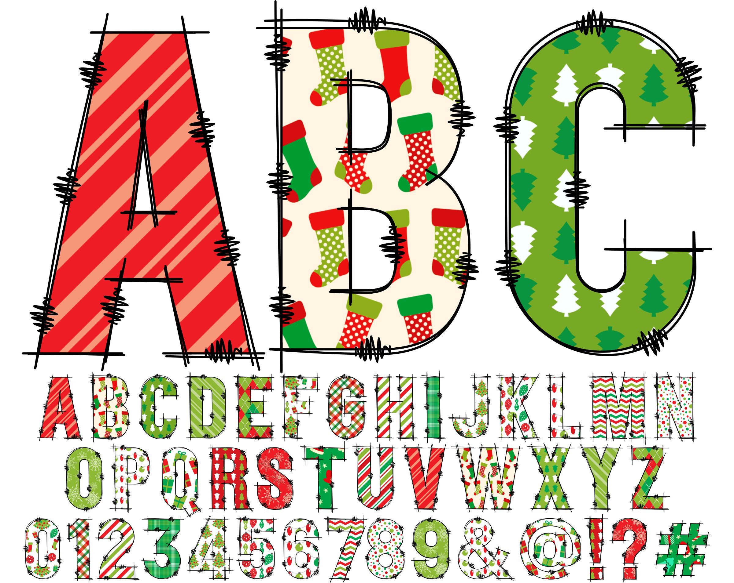 Christmas Clipart Letters PNG Wrapping Paper Alphabet Clip | Etsy