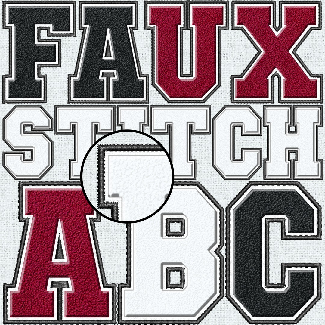 Faux Embroidery Chenille Letters BUNDLE, Faux Chenille Patch, Faux ...