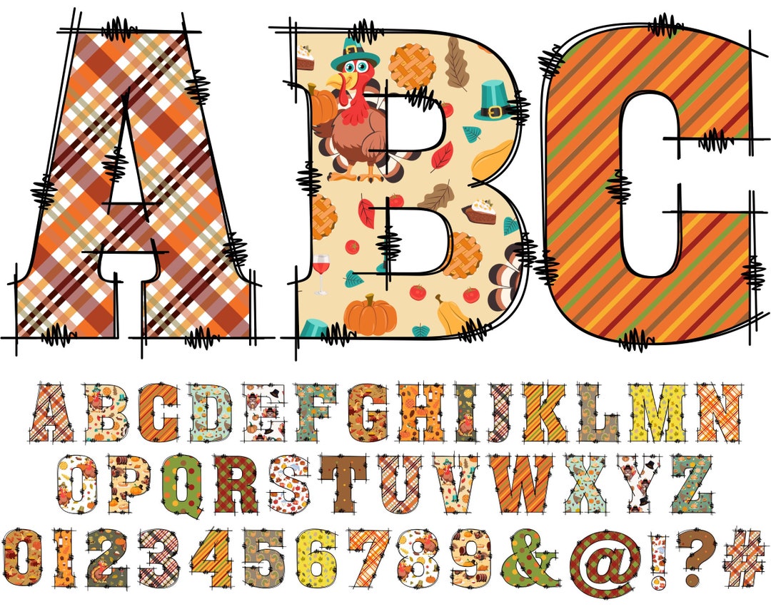 Thanksgiving Clipart Alphabet PNG, Doodle Alphabet, Transparent, Doodle ...