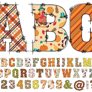 Thanksgiving Clipart Alphabet PNG, Doodle Alphabet, Transparent, Doodle ...