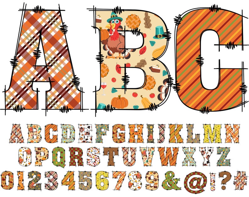 Thanksgiving Clipart Alphabet PNG, Doodle Alphabet, Transparent, Doodle ...