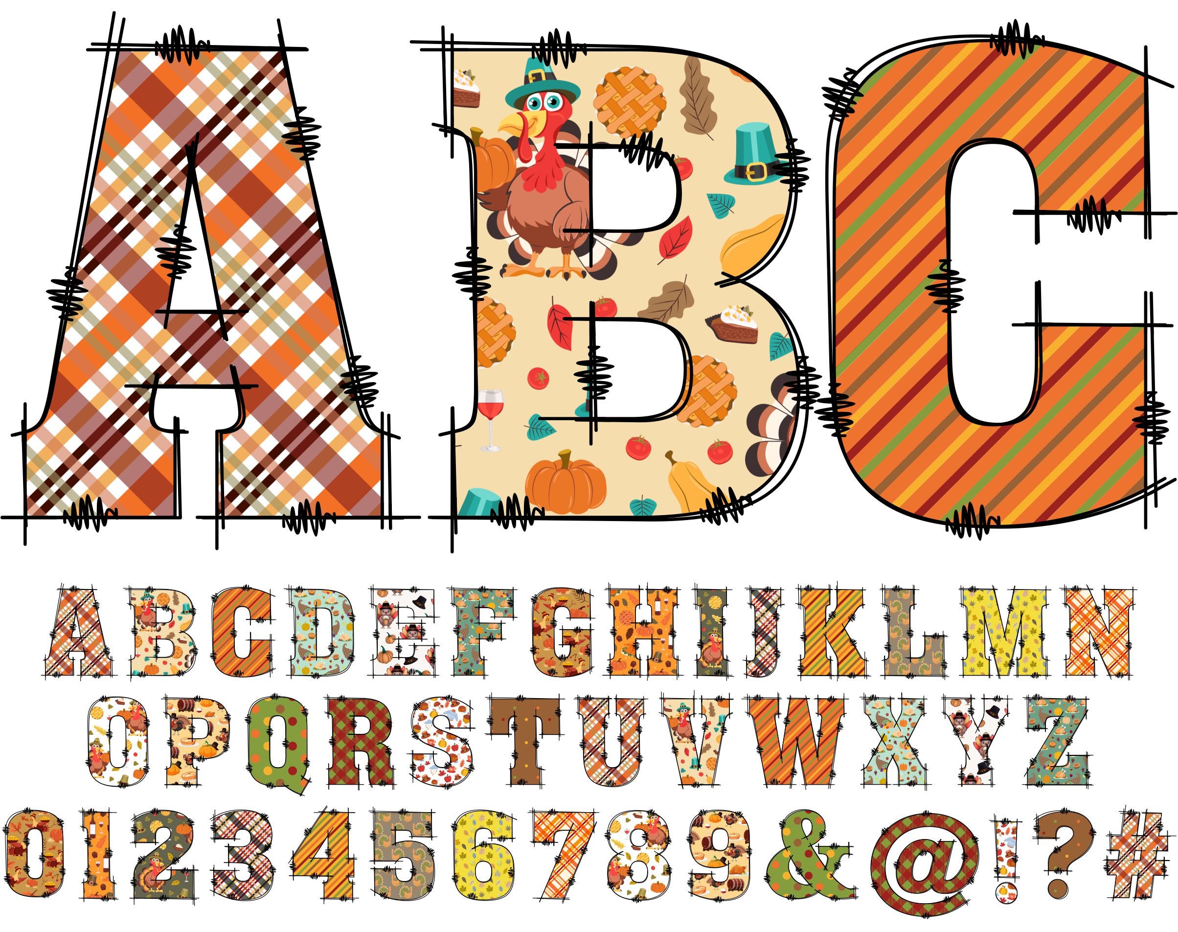 Thanksgiving Clipart Alphabet PNG, Doodle Alphabet, Transparent, Doodle ...
