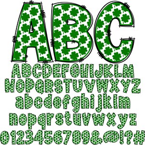 St Patrick's Day Letters PNG, Shamrock Alphabet, Doodle Irish, St Paddy ...