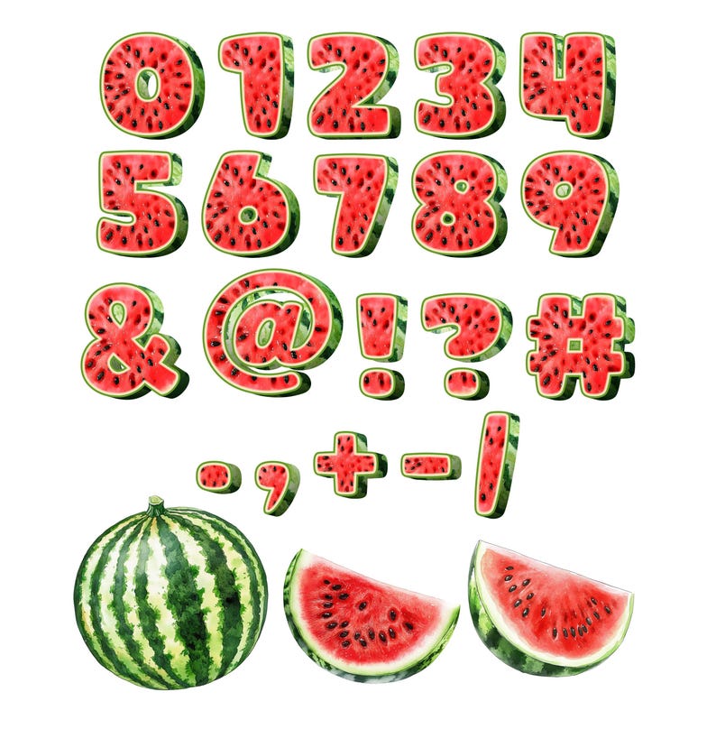 Watermelon PNG Letters, Transparent Background, Watermelon Summer ...