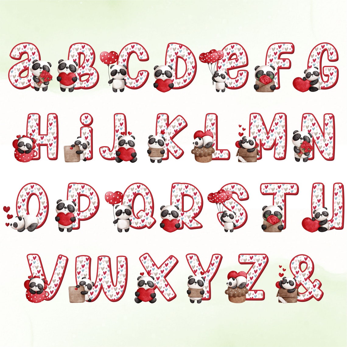 Valentine's Day Letters PNG Love Alphabet Clip Art PNG - Etsy