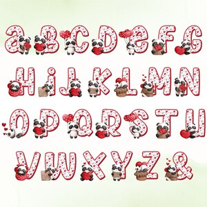 Valentine's Day Letters PNG, Love Alphabet Clip Art, Doodle Valentines ...