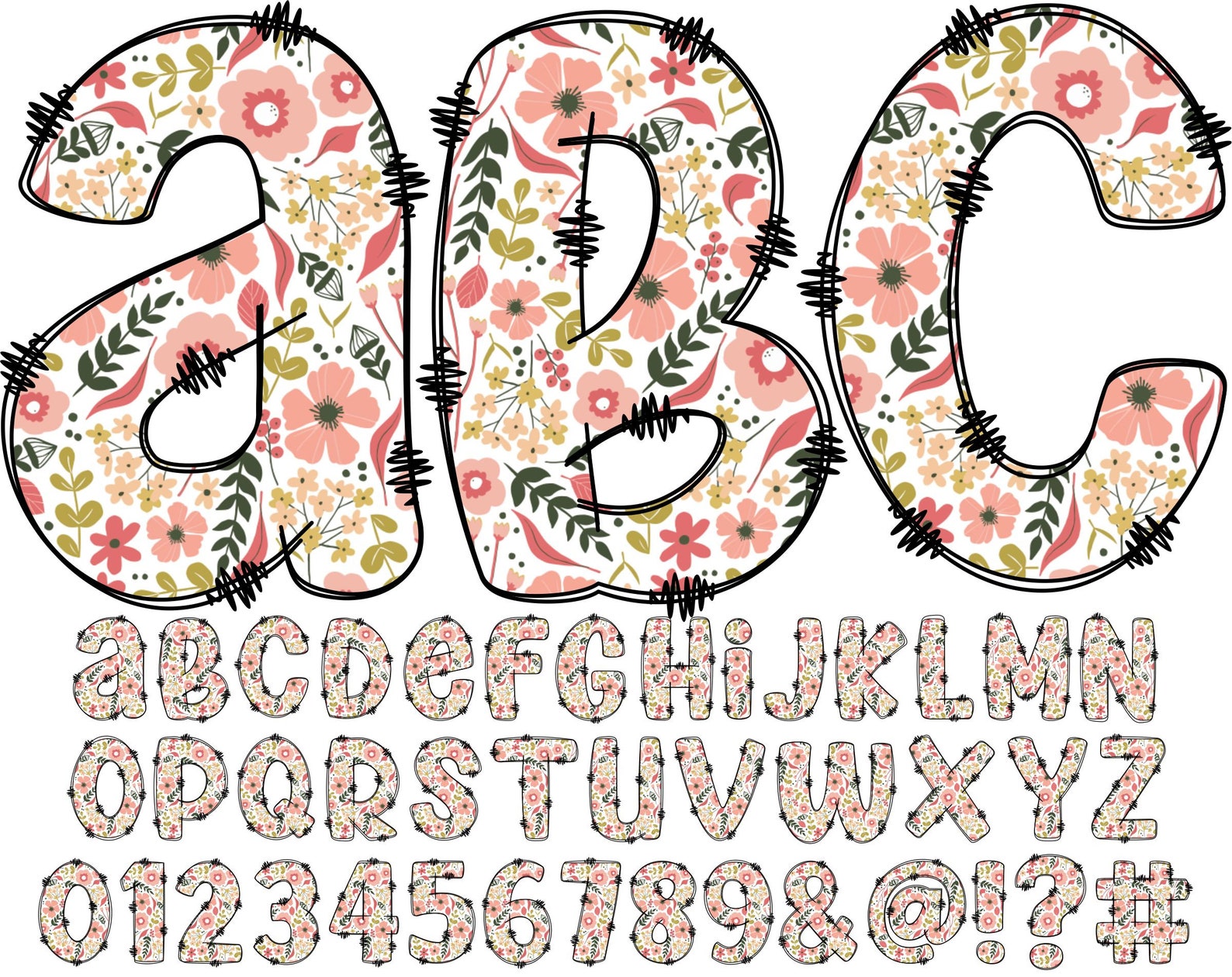 Spring Floral Alphabet PNG, Doodle Alpha, Doodle Flowers, Doodle ...