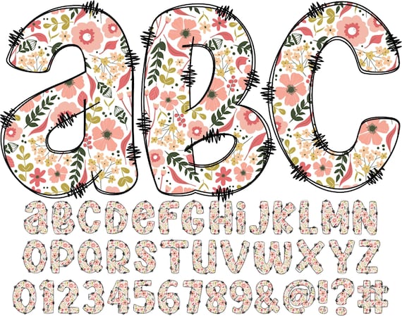 Spring Floral Alphabet PNG Doodle Alpha PNG Doodle Flowers - Etsy