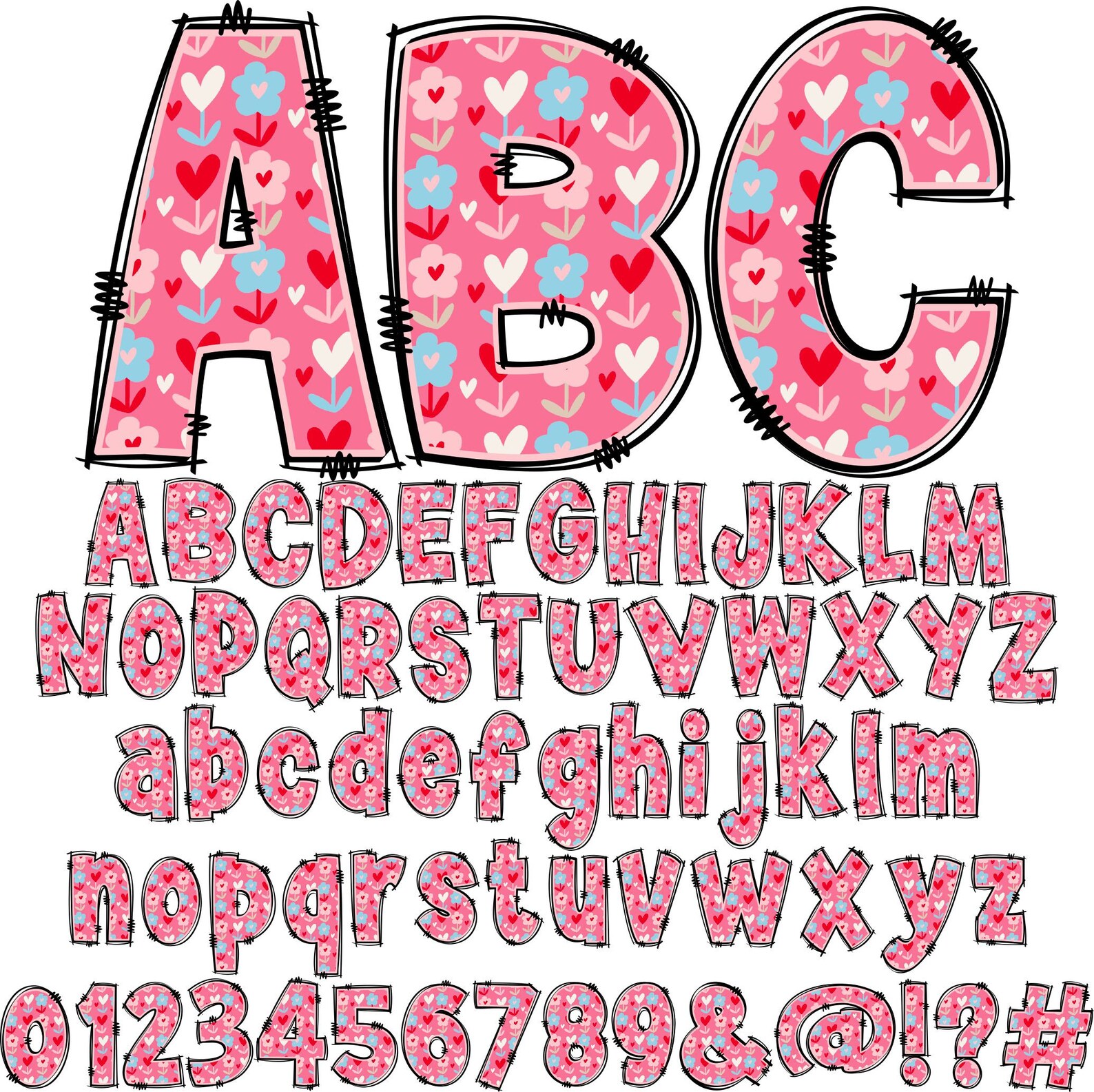 Valentine's Day Alphabet PNG, Valentines Letters, Valentines Doodle ...