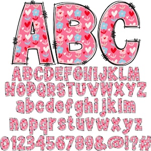 Valentine's Day Alphabet PNG, Valentines Letters, Valentines Doodle ...