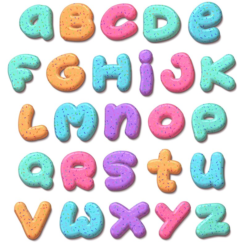 Donut 3D Letters PNG Donut Alphabet Clip Art PNG Candy | Etsy