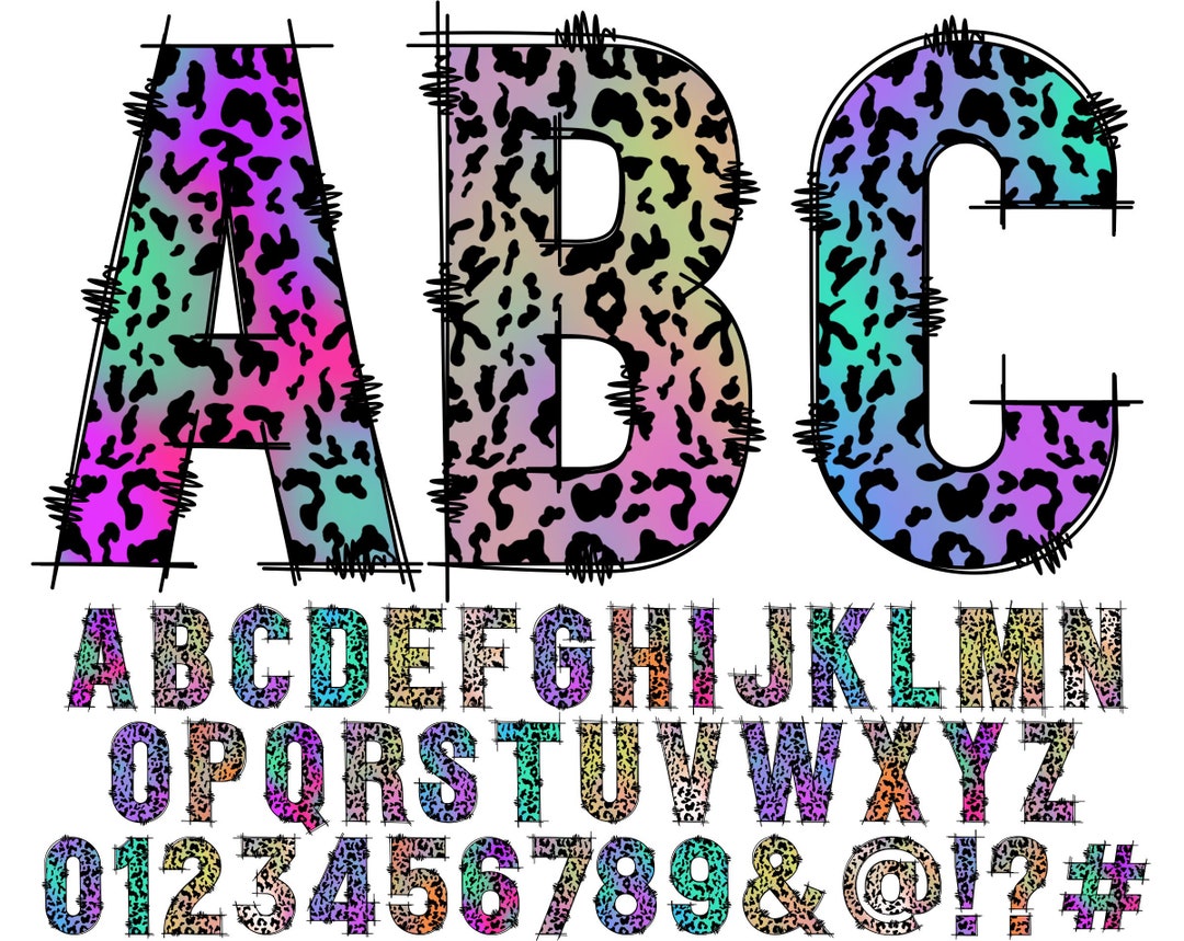 Cheetah Print Colorful Alphabet PNG, Doodle Alphabet Clip Art ...