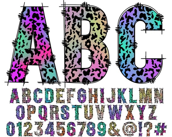 Cheetah Print Colorful Alphabet PNG Doodle Alphabet Clip Art - Etsy
