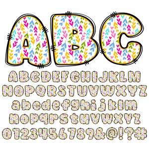 BUNDLE Spring Floral Alphabet PNG, Chubby Alpha Doodle, Doodle Flowers ...