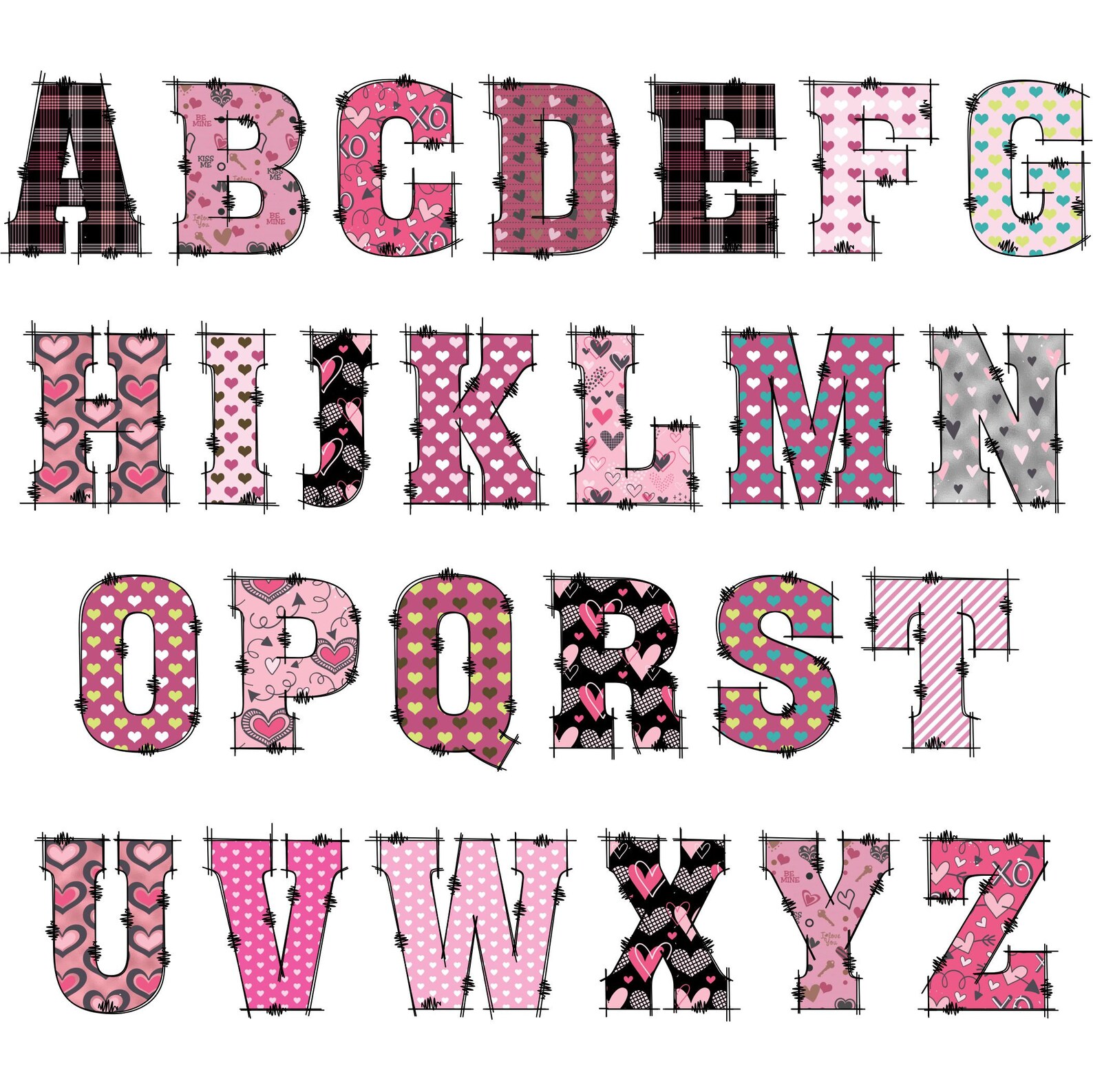 Valentine's Day Alphabet PNG Love Alphabet Clip Art PNG - Etsy