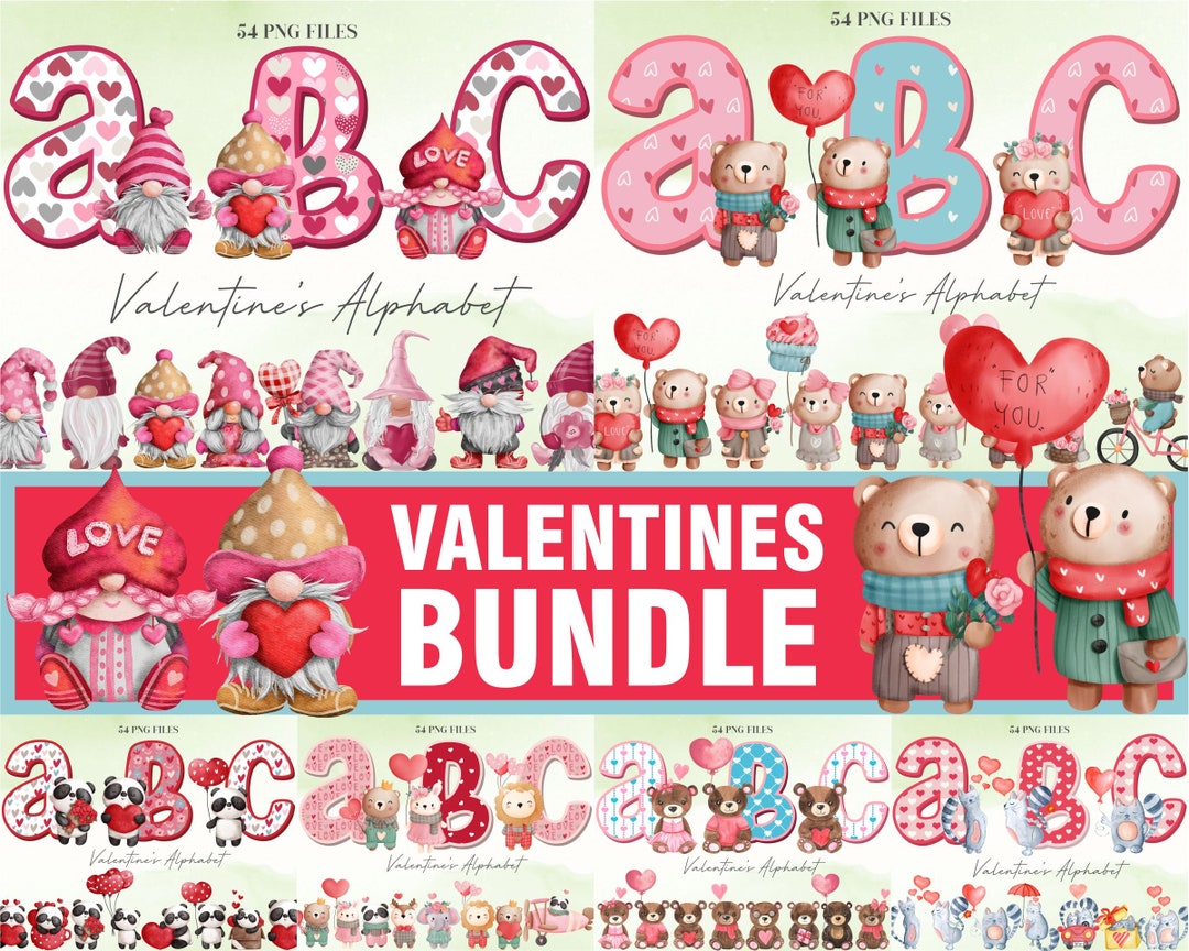 BUNDLE Valentine's Day Letters PNG, Love Clip Art, PNG, Doodle ...