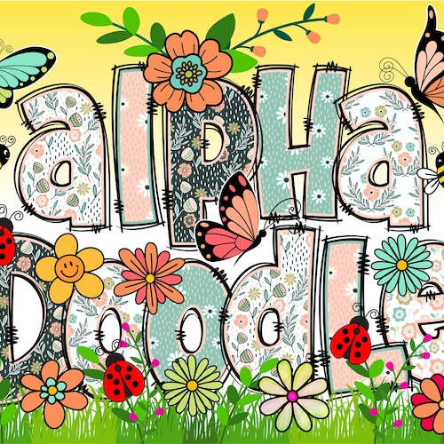 Faux Applique Spring Floral Alphabet PNG Doodle Alpha PNG - Etsy
