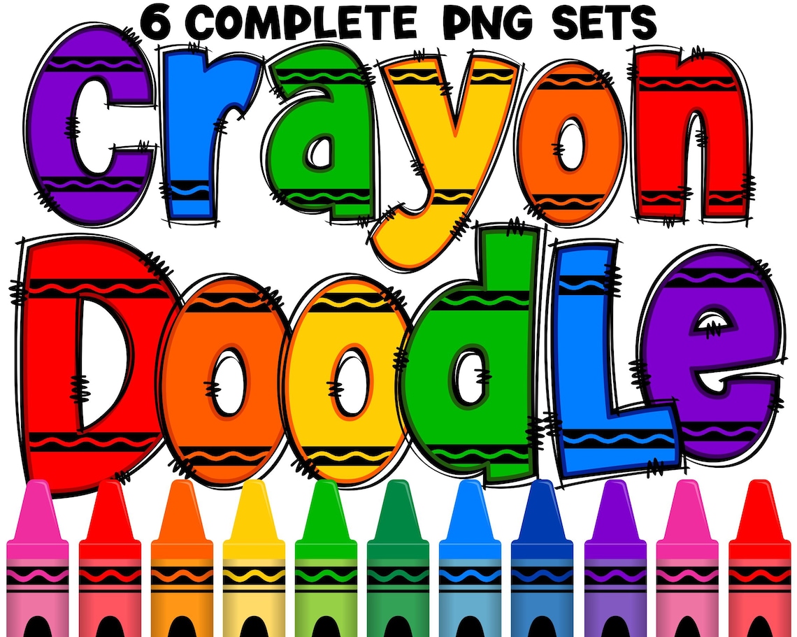 Crayon Letters & Numbers PNG Alpha Doodle PNG Letters - Etsy