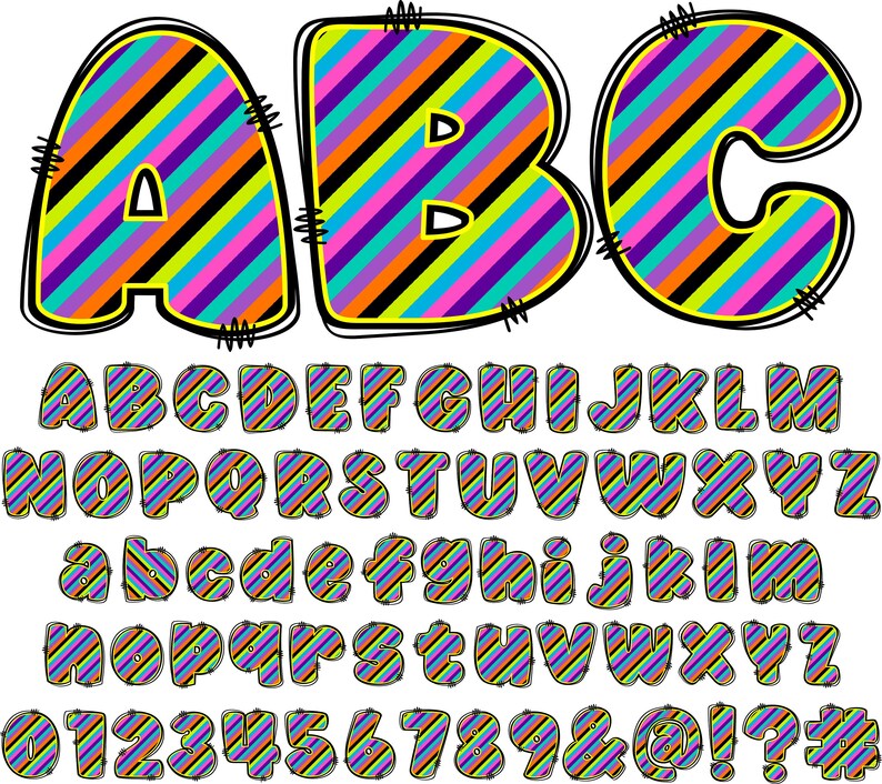 BUNDLE Spring Floral Alphabet PNG, Chubby Alpha Doodle, Doodle Flowers ...