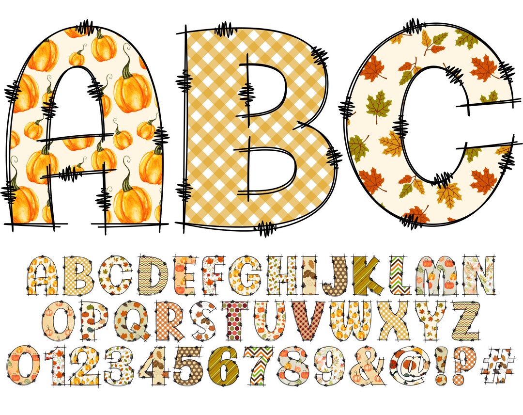 Fall Autumn Clipart Alphabet PNG, Doodle Alphabet, Transparent PNG ...