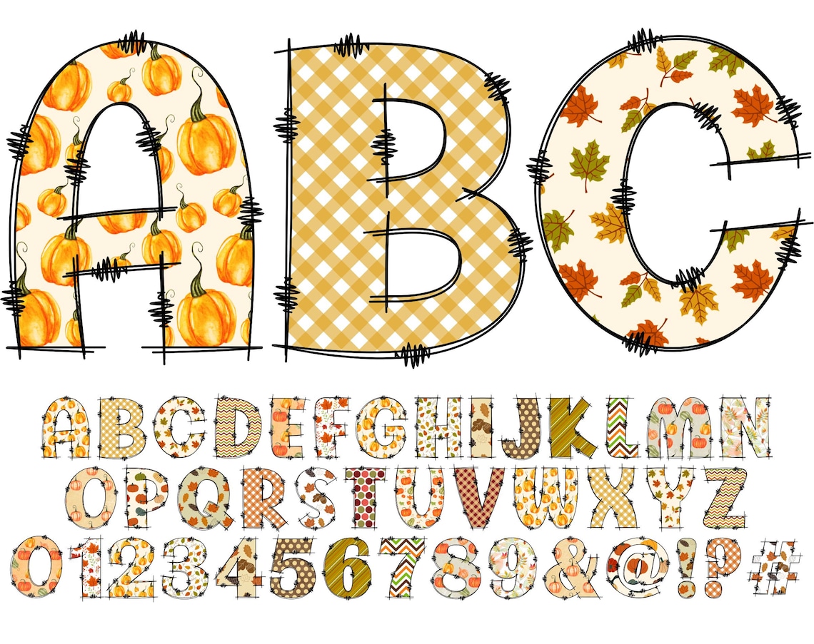 Fall Autumn Clipart Alphabet PNG Doodle Alphabet Clip Art | Etsy