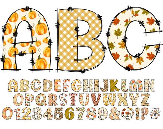 Fall Autumn Clipart Alphabet PNG Doodle Alphabet Clip Art - Etsy