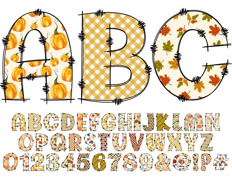 Fall Autumn Clipart Alphabet PNG Doodle Alphabet Clip Art - Etsy
