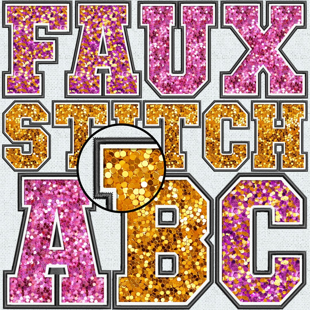 Faux Embroidery Sequin Letters BUNDLE, Faux Sequin Patch, Faux Sequin ...