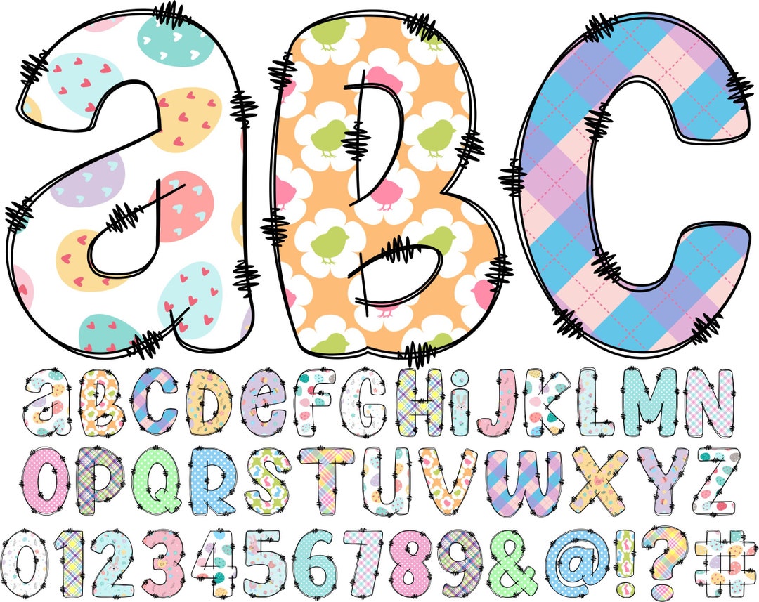 Easter Alphabet PNG, Alphabet Clip Art, PNG, Doodle Easter, Doodle ...