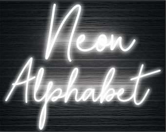 Neon Glow Effect Alphabet PNG Clip Art Letters Script Font Instant ...