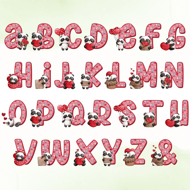 Valentine's Day Letters PNG Love Alphabet Clip Art PNG - Etsy