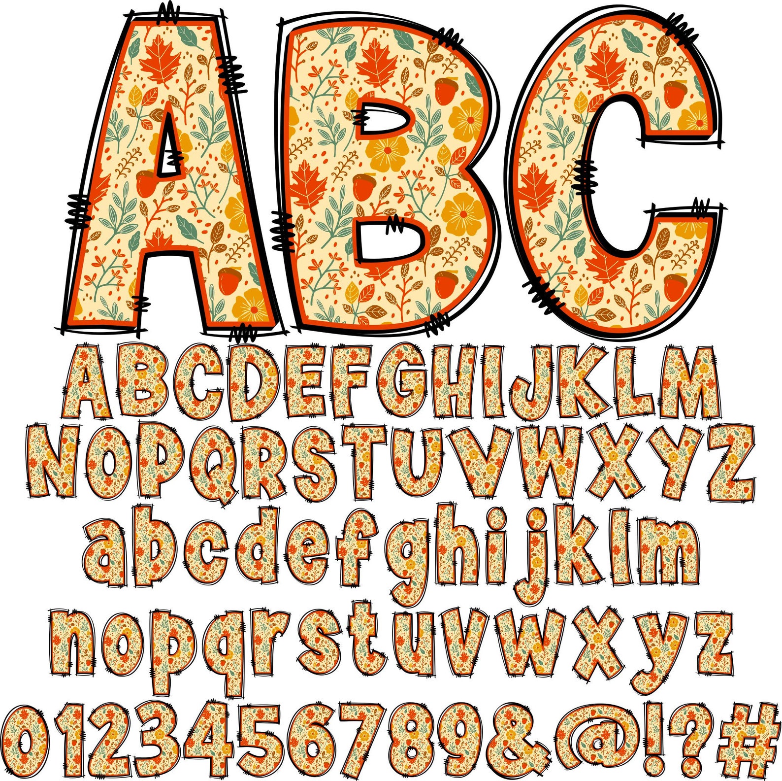 BUNDLE Autumn Fall Alphabet PNG Fall Alpha Doodle PNG - Etsy