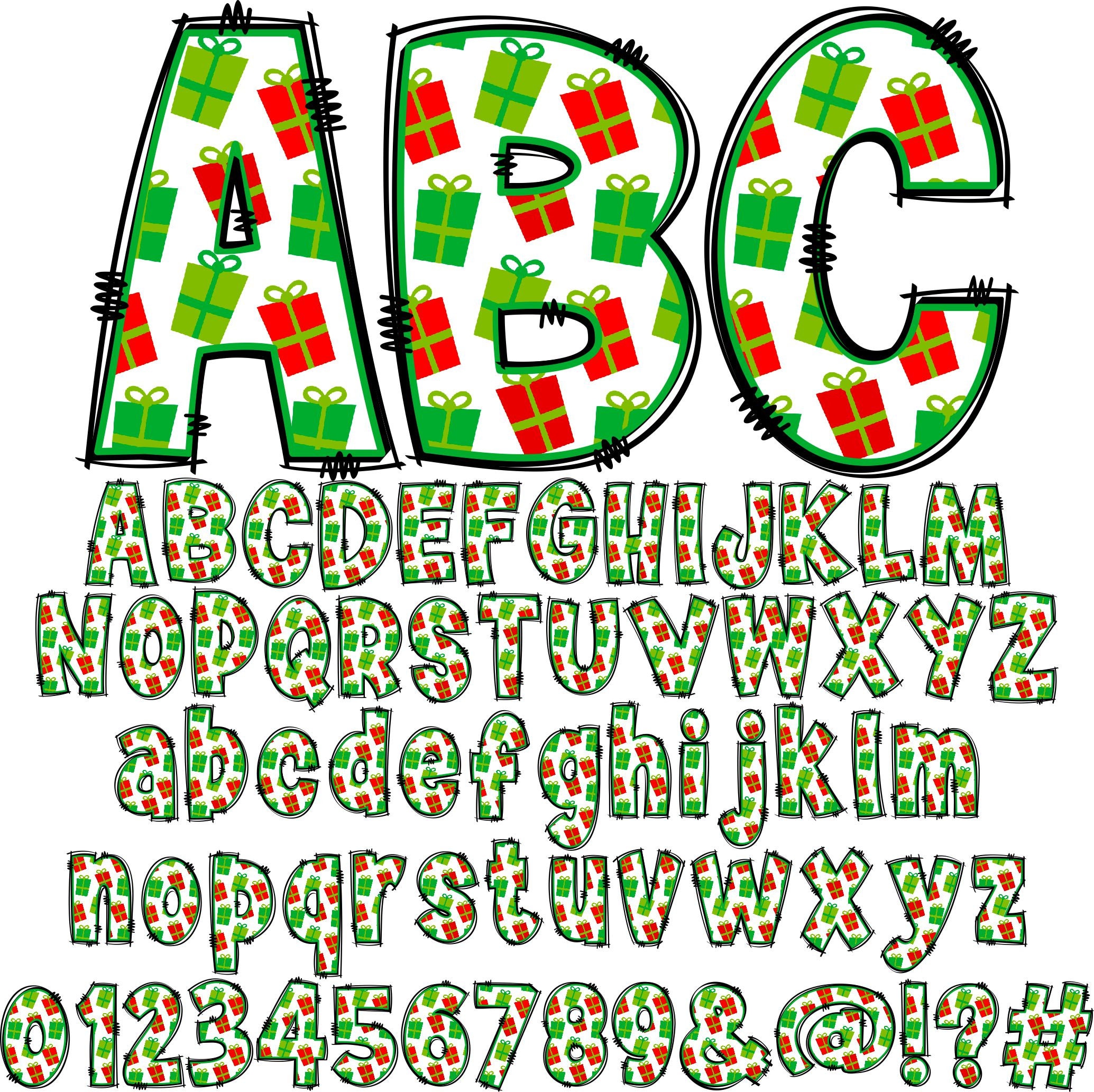 Christmas Alphabet PNG Christmas Letters Christmas Doodle - Etsy
